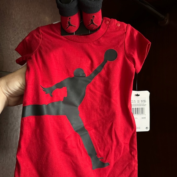 Jordan | One Pieces | New Jordan Two Piece Set Red Baby Onesie With ...